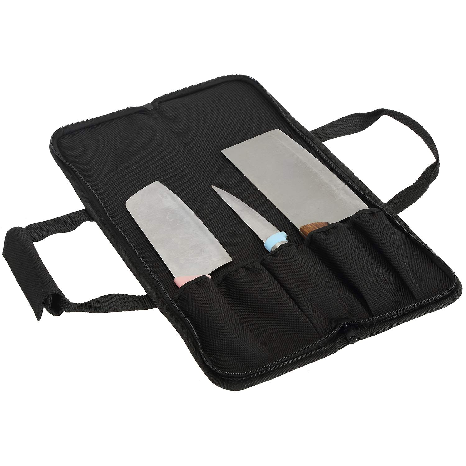 Tosnail 5 Slots Chef Knife Case Roll Bag with Easy Carry Handle - Yellow Line