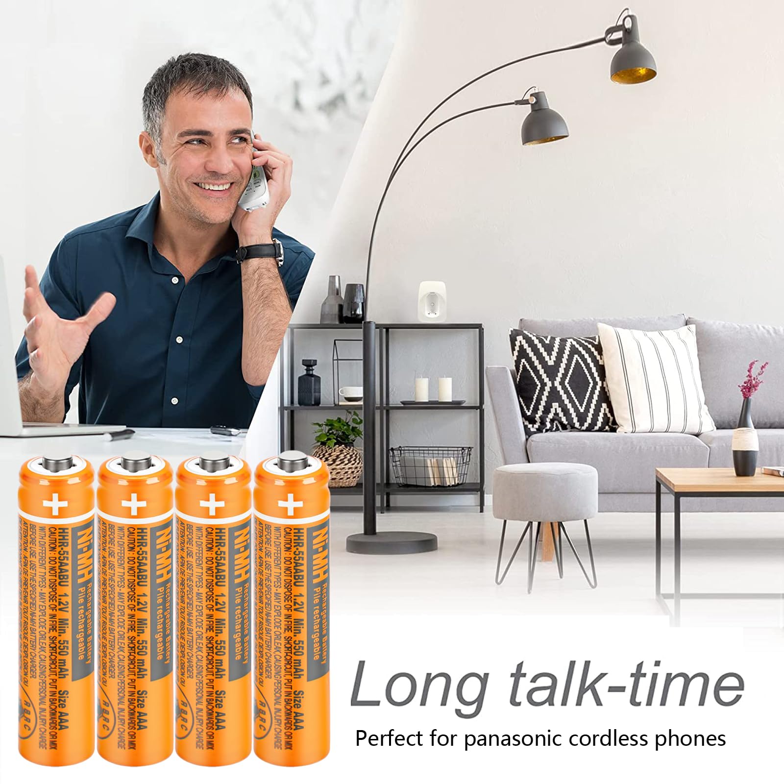 CIEEDE HHR-55AAABU NI-MH AAA Rechargeable Battery for Panasonic 1.2V 550mah 8Pack NiMH AAA Batteries for Panasonic Cordless Phones, Electronics, Remote Controls