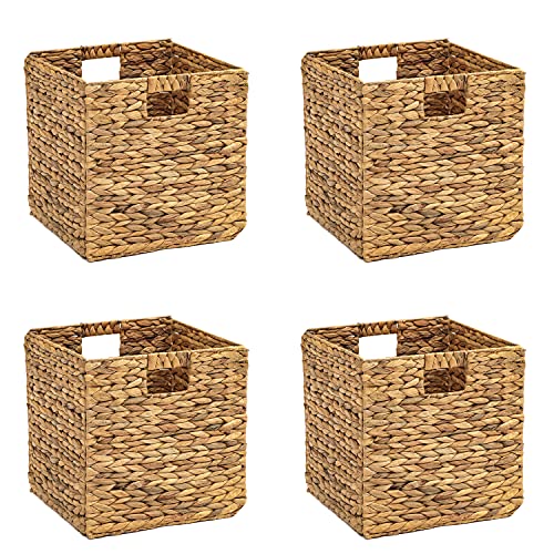Trademark Innovations Foldable Hyacinth Storage Baskets with Iron Wire Frame (Set of 4) & Basket with Iron Wire Frame By Trademark Innovations (Set of 2)