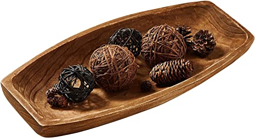 Uziass Wood Dough Bowl, 17.75"x 8.75" Hand Carved Wooden Dough Bowls for Decor Rustic Wood Dough Bowls Decorative Wooden Dough Fruits Bowl for Table Centerpiece Dining Living Room Home Kitchen Decor