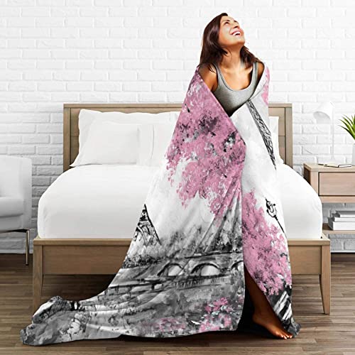 Perinsto Paris Eiffel Tower Throw Blanket Ultra Soft Warm All Season Decorative Fleece Blankets for Bed Chair Car Sofa Couch Bedroom 50"X40"
