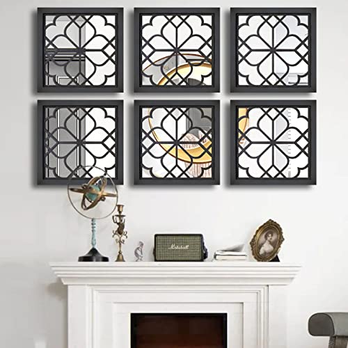 Wocred 2 PCS Square Wall Mirror,Gorgeous Rustic Farmhouse Accent Mirror,Black Entry Mirror for Bathroom Renovation,Bedrooms,Living Rooms and More(12”x12”)