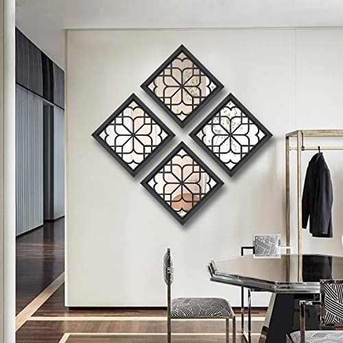 Wocred 2 PCS Square Wall Mirror,Gorgeous Rustic Farmhouse Accent Mirror,Black Entry Mirror for Bathroom Renovation,Bedrooms,Living Rooms and More(12”x12”)
