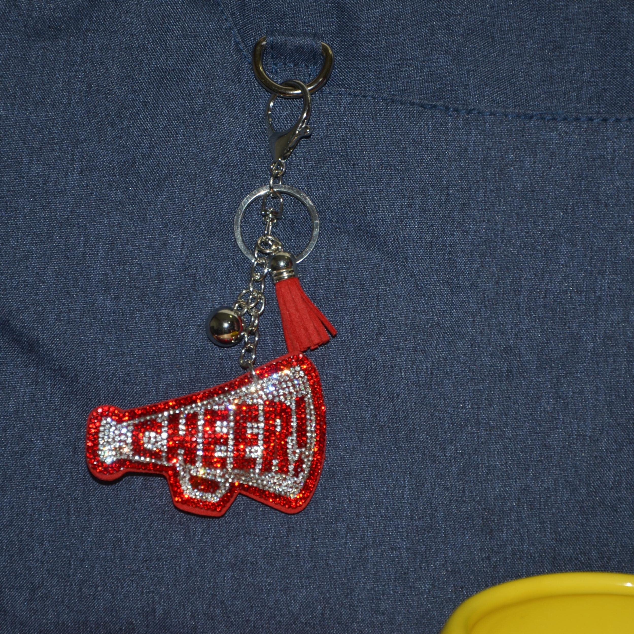Popfizzy Red Cheer Keychain for Girls, Cheerleader Gifts for Girls, Bag Charm, Cheer Gifts, Cheer Stuff, Backpack Charms