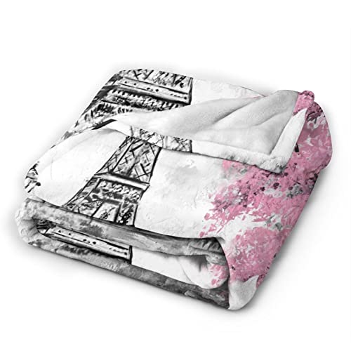 Perinsto Paris Eiffel Tower Throw Blanket Ultra Soft Warm All Season Decorative Fleece Blankets for Bed Chair Car Sofa Couch Bedroom 50"X40"