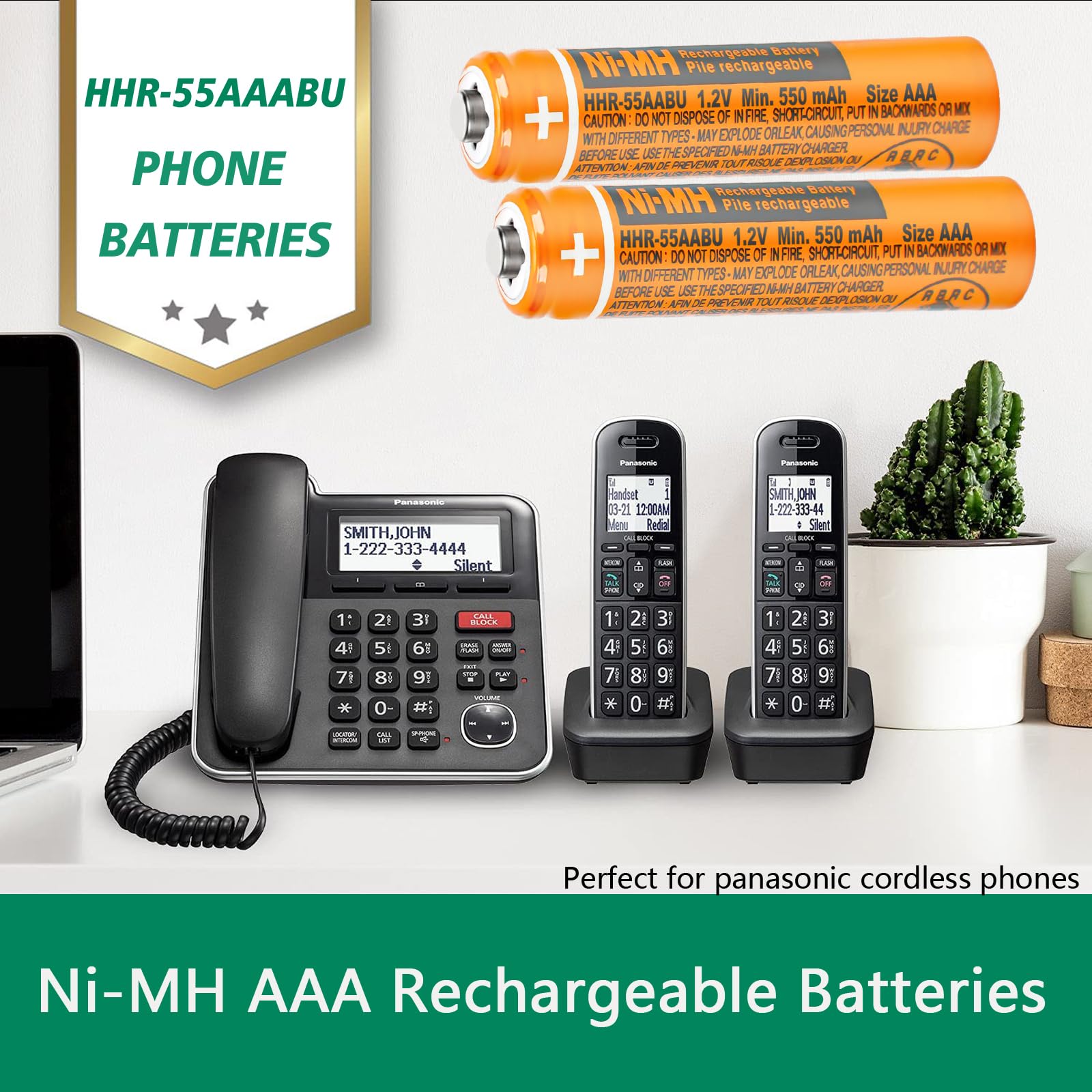CIEEDE HHR-55AAABU NI-MH AAA Rechargeable Battery for Panasonic 1.2V 550mah 8Pack NiMH AAA Batteries for Panasonic Cordless Phones, Electronics, Remote Controls
