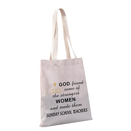 G2TUP Sunday School Teacher Appreciation Gift Christian Teacher Tote Bag God Made Them Sunday School Teachers Shoulder Bag (SST Tote)