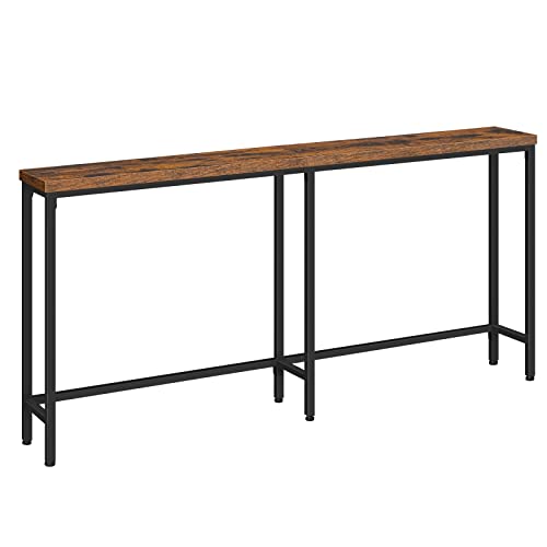 HOOBRO Console Table, 63" Narrow Entryway Table, Extra Long Sofa Table Behind Couch, 1.2” Thick Board, Skinny Hallway Table, Living Room, Corridor, Vintage Brown and Black BF160XG01G1