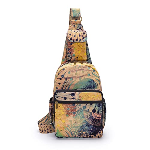 Women sling bag Elephant canvas large boho backpacks bohemian Crossbody Bag (purple yellow)