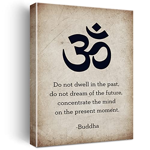 Positive Buddha Life Quote Wall Art Canvas Print Inspirational Sayings Poster Framed Artwork Vintage Painting for Home Wall & Tabletop Decor