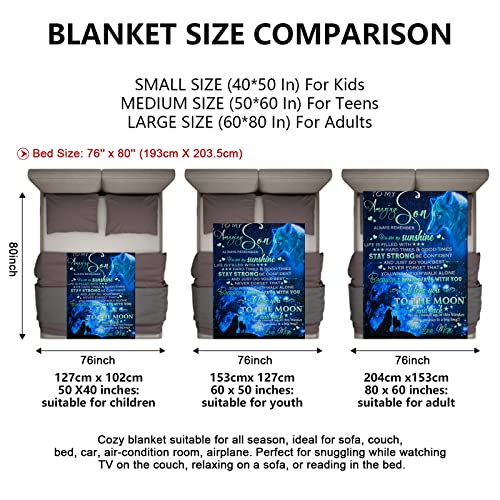 tiosggd Son Gift Blanket from Mom, Fleece Flannel Plush Super Soft Throw Blanket, Always Remember You are My Sunshine Howling Wolf Under The Moon, Bed Couch Throw Quilt 60''x50''