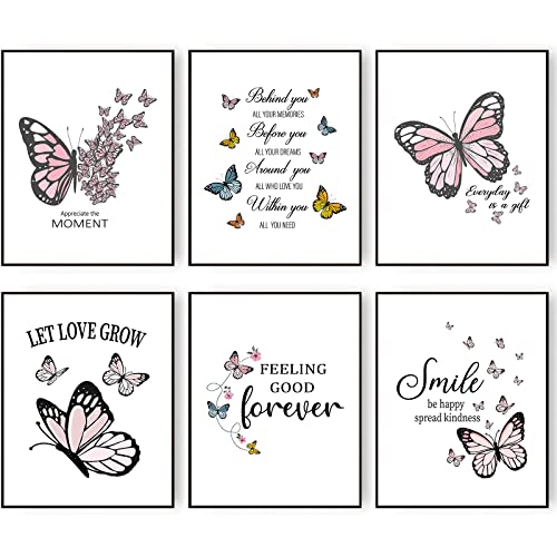 SIKYUCOR Inspirational Butterfly Wall Art Canvas Prints Motivational Positive Quotes Poster Gallery Wall Art Picture Wall Decor Gift for Girls Bedroom Living Room Decoration (8"x10" UNFRAMED)
