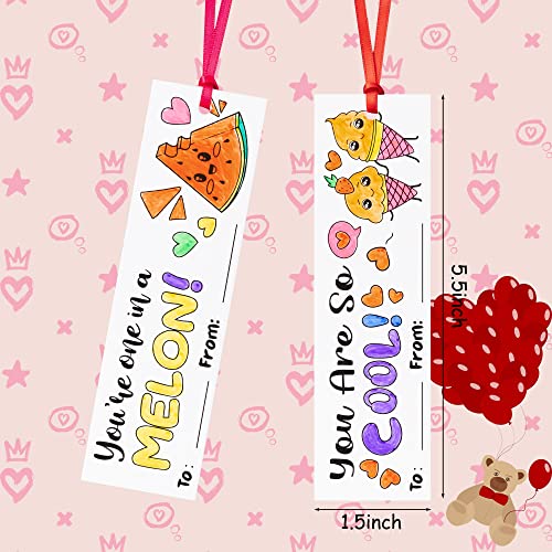 3sscha 75pcs Valentine’s Day Color Your Own Bookmarks Food Theme Kid Creative DIY Coloring Paper Bookmark Valentine Blank Paint Bookmarks for Teacher Student Valentines Art Gift Party Reward Supplies