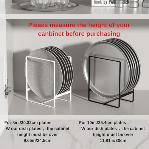 LINFIDITE Plate Holder Organizer 2 Pack Dish Storage Rack Upright Cabinet Dish Drying Rack Metal Dish Organizer Stand for Kitchen Counter Cupboard 7.9in. x 6.4in. x 4.5in.Black