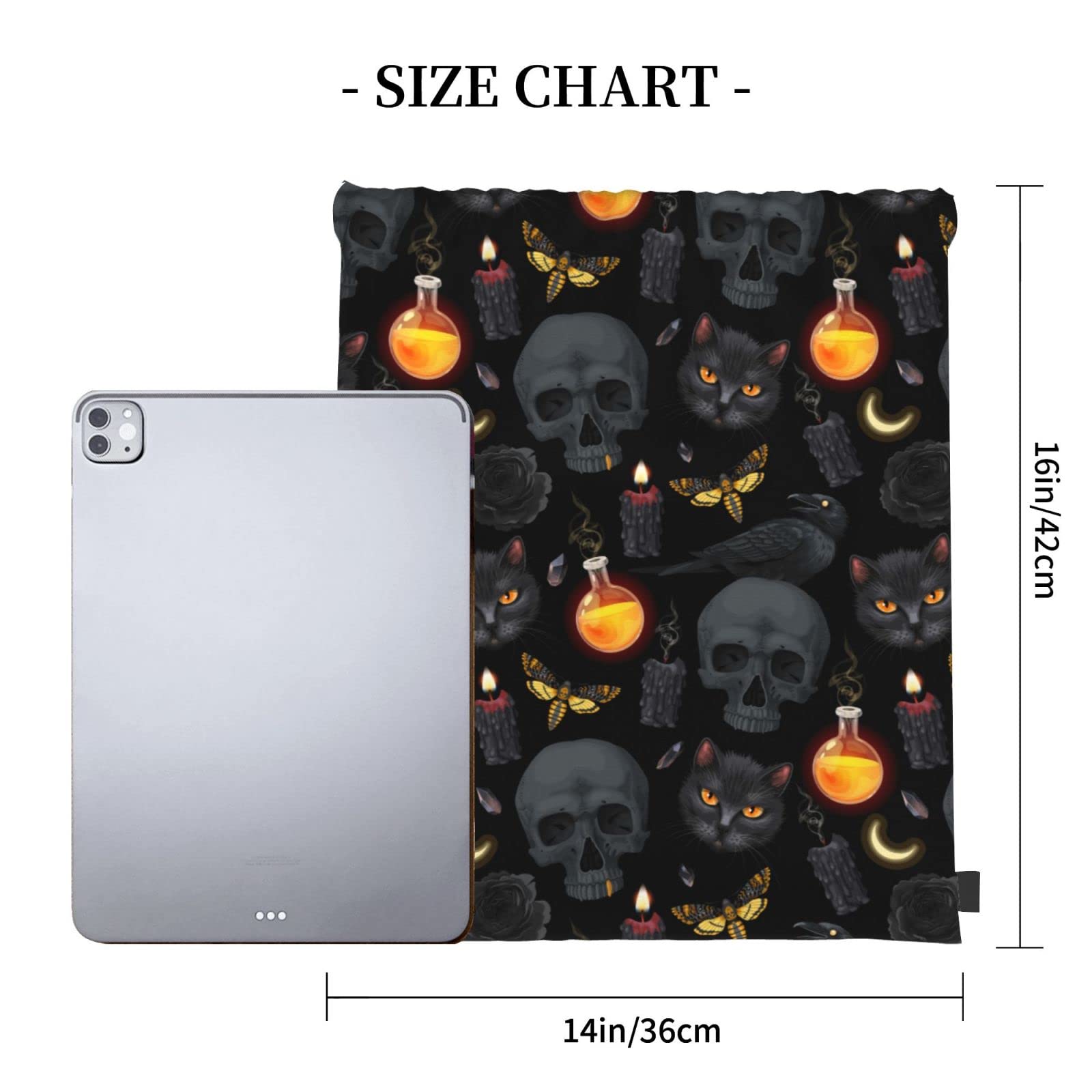 Juoritu Goth Skull Drawstring Bags for Women and Men, Drawstring Backpack, Water Resistant String Bag, Gym Bag for Gifts Sports