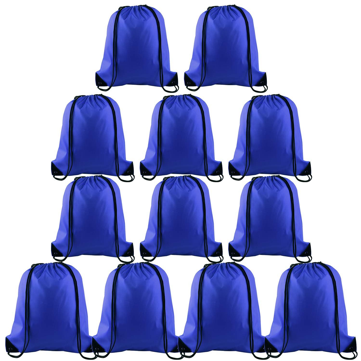 KUUQA 12 Pcs Drawstring Backpack Bags Sport Gym Sack Cinch Bags Bulk for School Traveling and Storage (Blue)