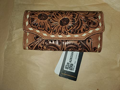 American Darling Wallet 4x8 inch Hand Carved Leather Purse for Womens Western Clutch Cow Girls
