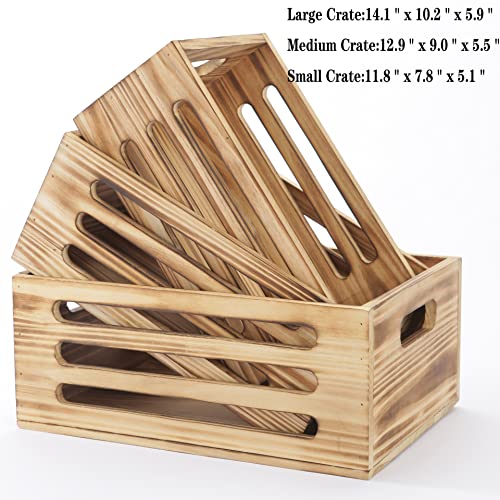 Set of 3 Nesting Wooden Crates , Wall Mounted Wooden Basket ,Storage Crate Box for Storage, Display Risers, Decoration