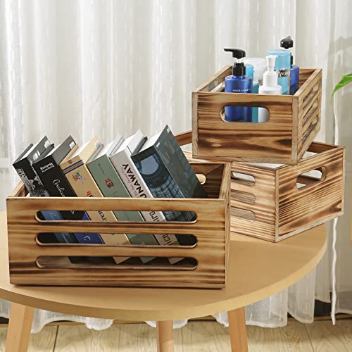 Set of 3 Nesting Wooden Crates , Wall Mounted Wooden Basket ,Storage Crate Box for Storage, Display Risers, Decoration