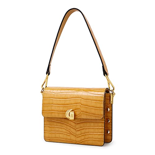 FOXLOVER Small Crossbody Bags for Women Genuine Leather Shoulder Bag Purse with 2 Shoulder Straps Handbag Fashion Caual Handle Bag