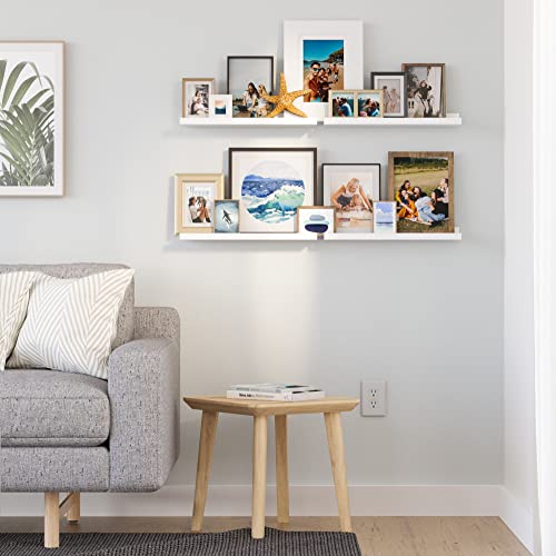 You Have Space Lagos 17" Kids Bookshelf, Picture Ledge Shelf for Living Room Decor, Office Decor and Farmhouse Kitchen Decor, White Set of 4
