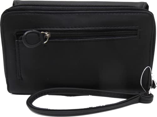 MUNDI Women's Faux Leather MY BIG FAT WALLET Flap RFID Clutch Ladies ib103x (Black)