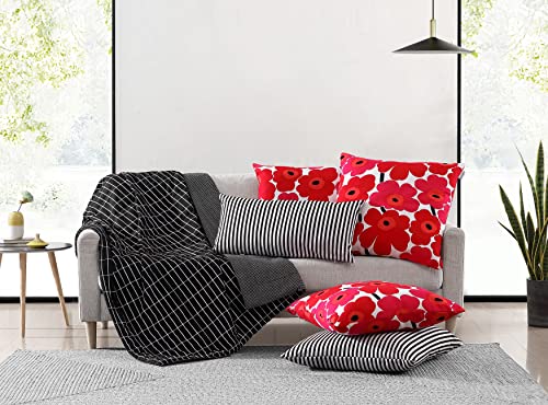 MARIMEKKO Throw Blanket Ultra Soft Brushed Microfiber with Alt Down, Lightweight & Reversible Bedding, 50" x 70", Pieni Tiiliskivi Black