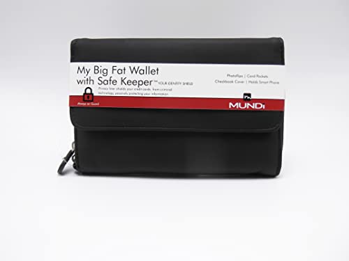 MUNDI Women's Faux Leather MY BIG FAT WALLET Flap RFID Clutch Ladies ib103x (Black)