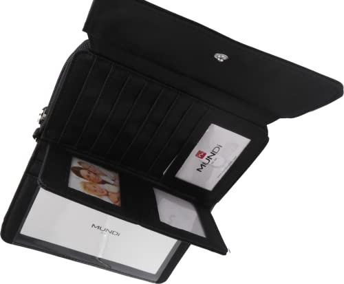 MUNDI Women's Faux Leather MY BIG FAT WALLET Flap RFID Clutch Ladies ib103x (Black)