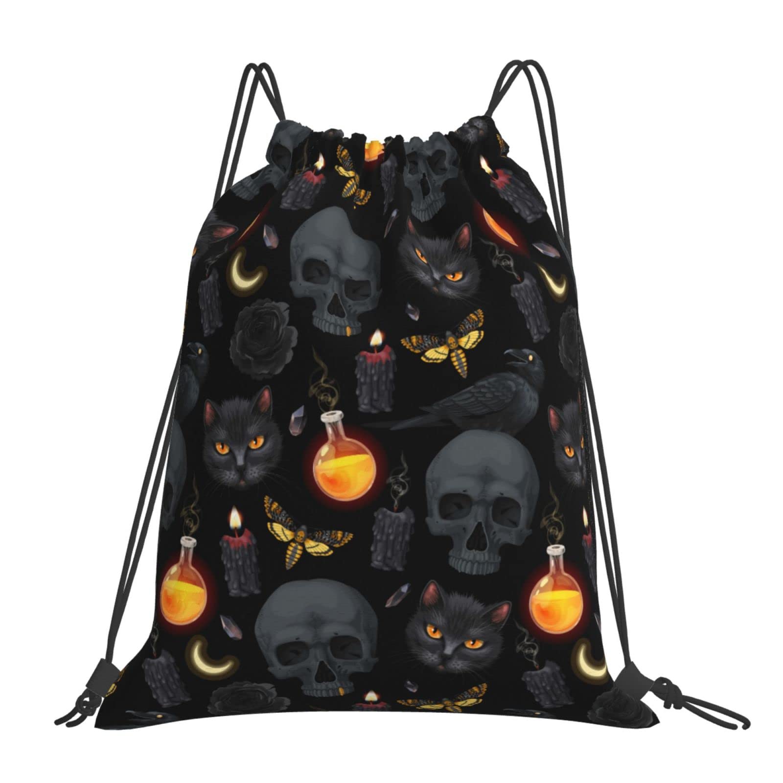 Juoritu Goth Skull Drawstring Bags for Women and Men, Drawstring Backpack, Water Resistant String Bag, Gym Bag for Gifts Sports