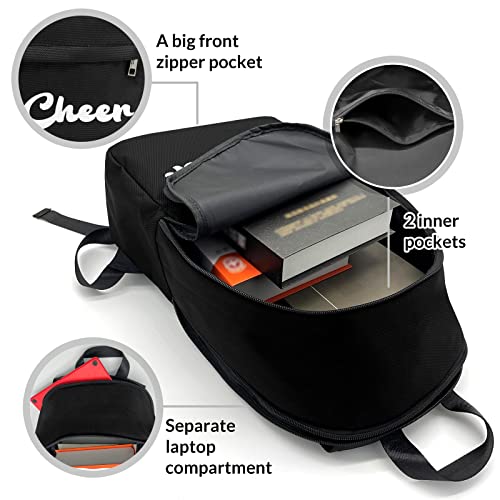 Zaaprint Cheer Cheerleaders Black Backpack Laptop Bag Shoulder Bag for Hiking Adult Birthday Holiday Gift