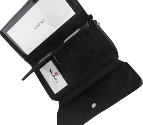 MUNDI Women's Faux Leather MY BIG FAT WALLET Flap RFID Clutch Ladies ib103x (Black)