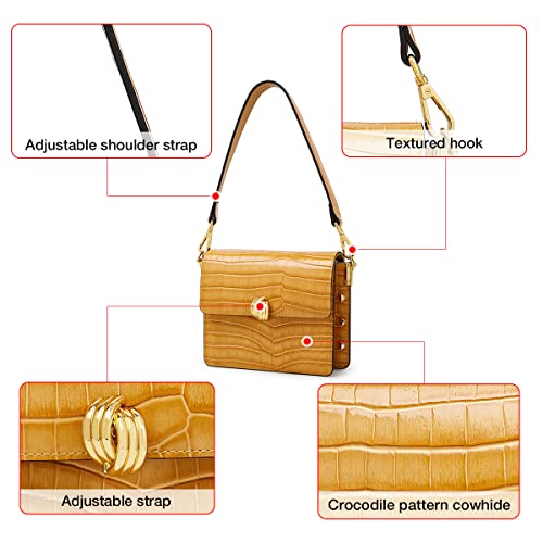 FOXLOVER Small Crossbody Bags for Women Genuine Leather Shoulder Bag Purse with 2 Shoulder Straps Handbag Fashion Caual Handle Bag