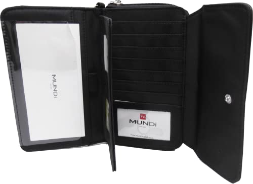 MUNDI Women's Faux Leather MY BIG FAT WALLET Flap RFID Clutch Ladies ib103x (Black)