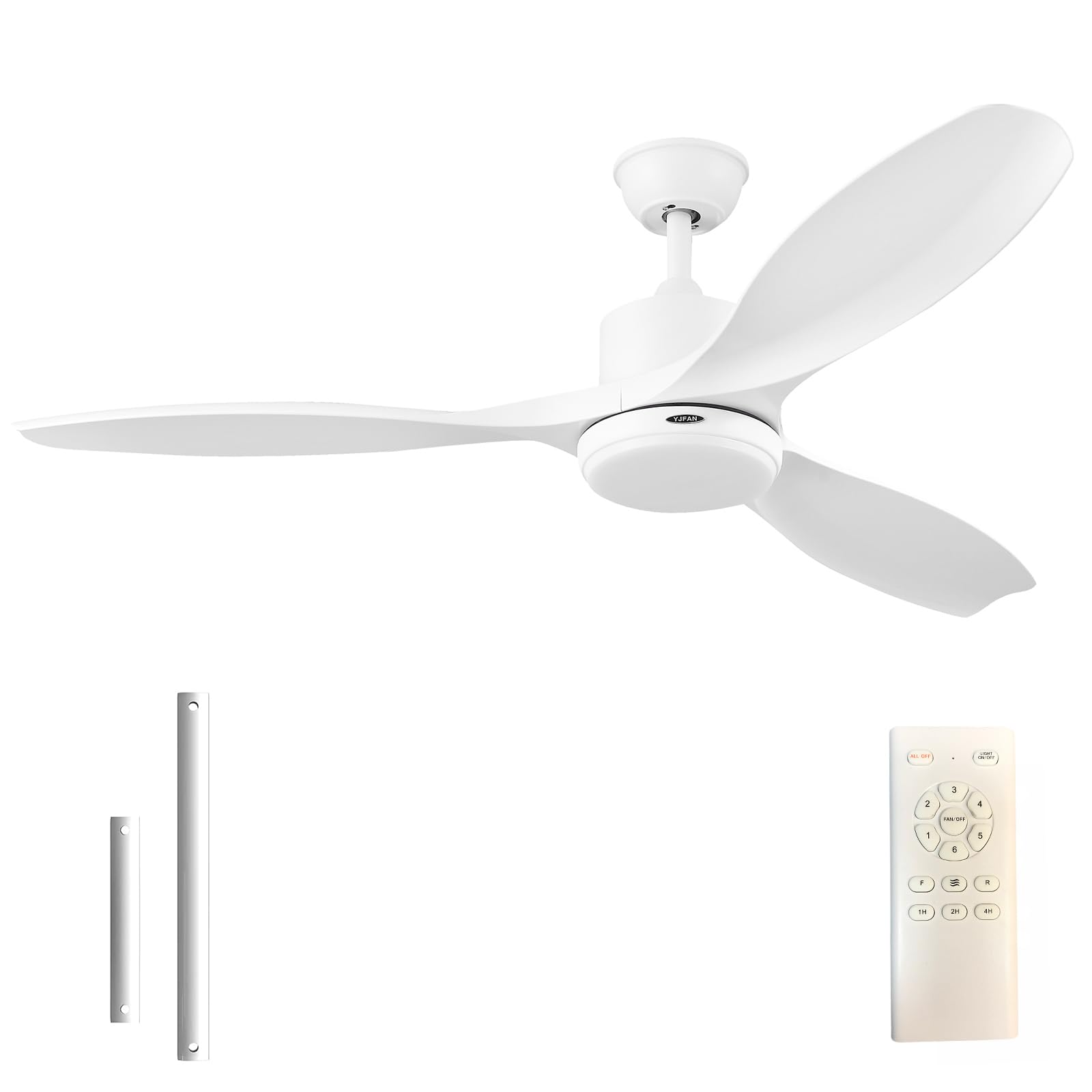 YJFAN 56 Inch Ceiling Fans with Lights, Modern White Ceiling Fan with Remote Control, Reversible Quiet DC Motor, Indoor Outdoor Ceiling Fan Light for Living Room,Patios,Farmhouse