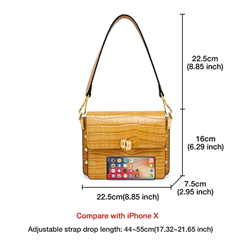 FOXLOVER Small Crossbody Bags for Women Genuine Leather Shoulder Bag Purse with 2 Shoulder Straps Handbag Fashion Caual Handle Bag