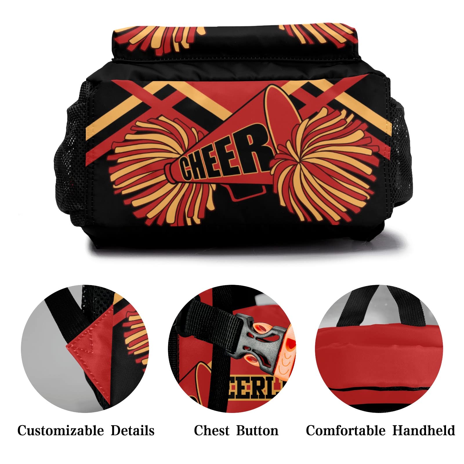 BigBigift Personalized Cheerleader Red Waterproof Backpack with Name Text for Women Men Gift 12.2(L)x5.9(W)x16.5(H)inch