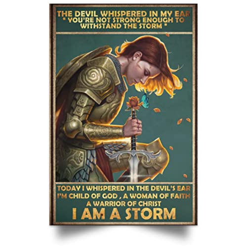 Memorial Quote Female Warrior Of God Poster Gift For Girl Women In Woman's Day Christant Wall Art Home Décor