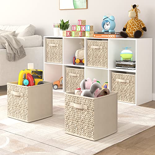 Wisdom Star 6 Pack Fabric Storage Cubes with Handle, Foldable 11 Inch Cube Storage Bins, Storage Baskets for Shelves, Storage Boxes for Organizing Closet Bins
