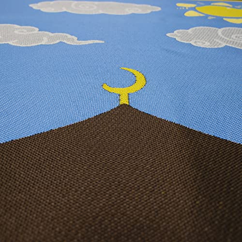 Modefa Turkish Islamic Prayer Rug - Thin Praying Carpet for Boys and Girls - Small Child Size Muslim Prayer Mat for Young Kids - Ramadan or Eid Gift - Floral Masjid & Kaba (Floral Masjid - Brown/Blue)