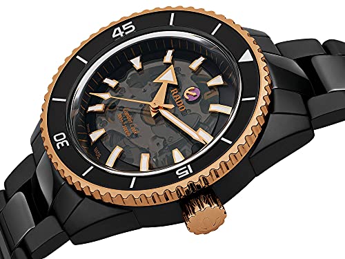Rado - Captain Cook - 43 mm- Men - Swiss Watch - High-Tech Ceramic - Automatic – Matte Black and Rose Gold