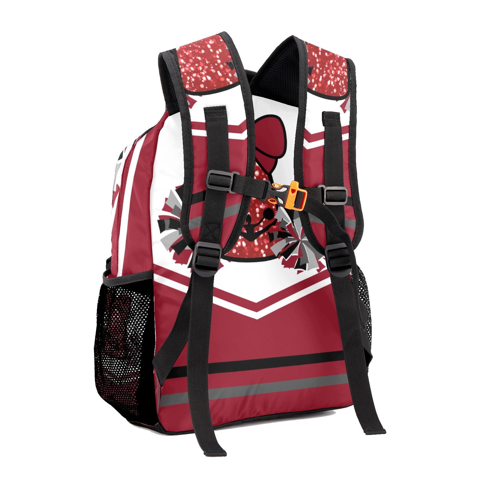 Zaaprint Custom Red Black Cheer Cheerleaders Waterproof Backpack Bookbag with Name for Birthday Holiday Gift