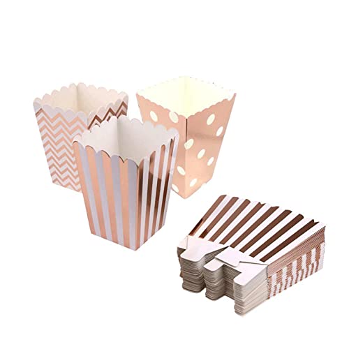 Tim&Lin Popcorn Boxes Cardboard Candy Boxes Container Polka Dot Stripe Chevron Ripple, Party Decoration Supplies Boxes, Pack of 36