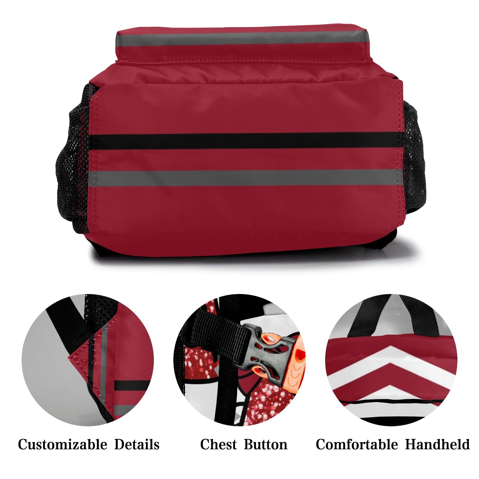 Zaaprint Custom Red Black Cheer Cheerleaders Waterproof Backpack Bookbag with Name for Birthday Holiday Gift