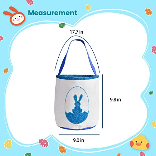 FUN LITTLE TOYS Kids Easter Basket Canvas Easter Bunny Bag for Kids Large Blue Easter Basket