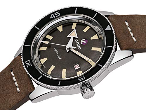Rado Men's Captain Cook Leather Swiss Automatic Watch, Brown (R32505305)