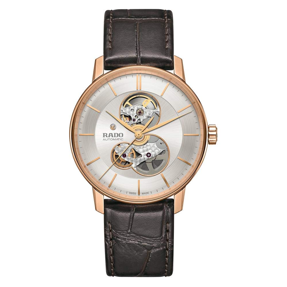 Rado Unisex Coupole Classic Leather Swiss Automatic Watch, Silver (R22895025)