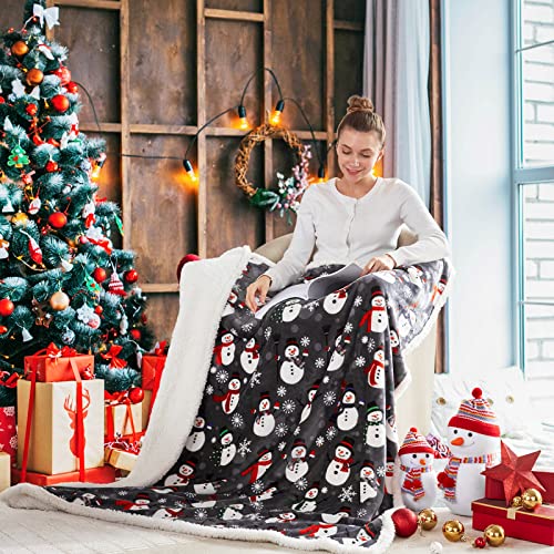 Touchat Sherpa Christmas Throw Blanket, Fuzzy Fluffy Soft Cozy Blanket, Fleece Flannel Plush Microfiber Blanket for Couch Bed Sofa (50" X 60", Snowman)