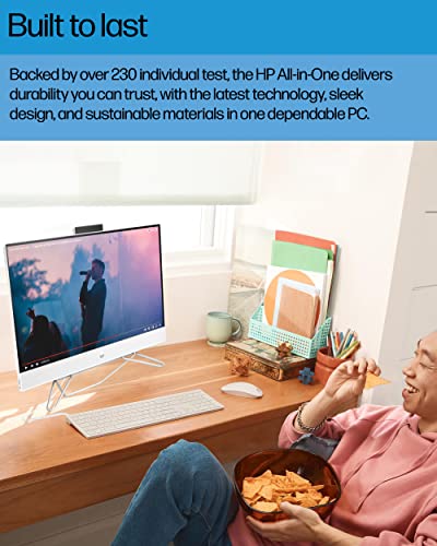 HP All-in-One PC, 23.8" FHD Micro-Edge Touchscreen Display, AMD Ryzen 5 Processor, AMD Radeon Graphics, 12 GB RAM, 512 GB SSD, Windows 11 Home OS, Wi-Fi (24-cb1142, 2022)