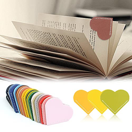 10 Pieces Leather Heart Bookmarks Page Corner Book Marks Markers Stylish Handmade Reading Accessories for Bookworm Lovers,Kids,Women,Men,Teachers,Students,Birthday Christmas Graduation Gift